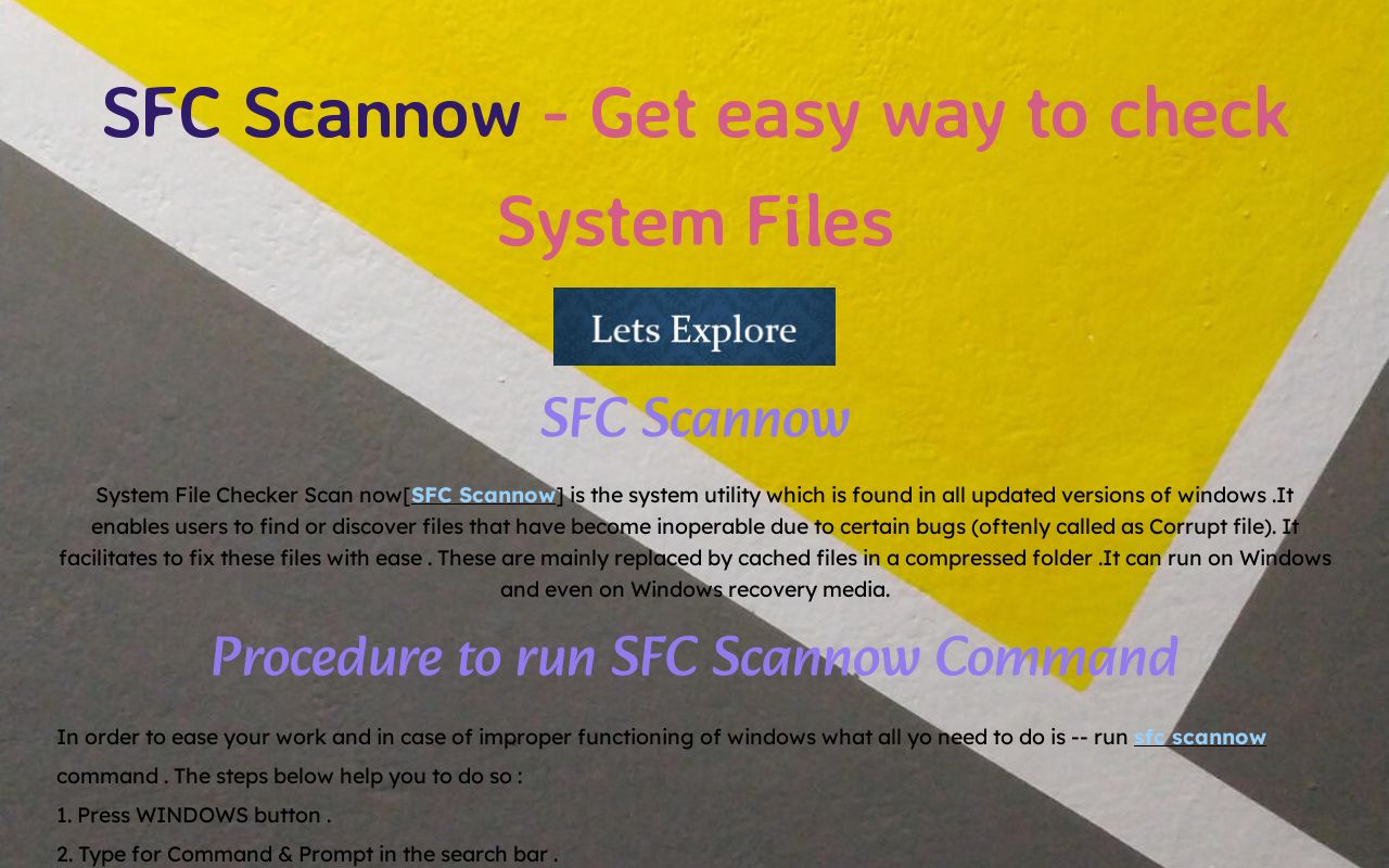 SFC Scannow - Get easy way to check System Files
